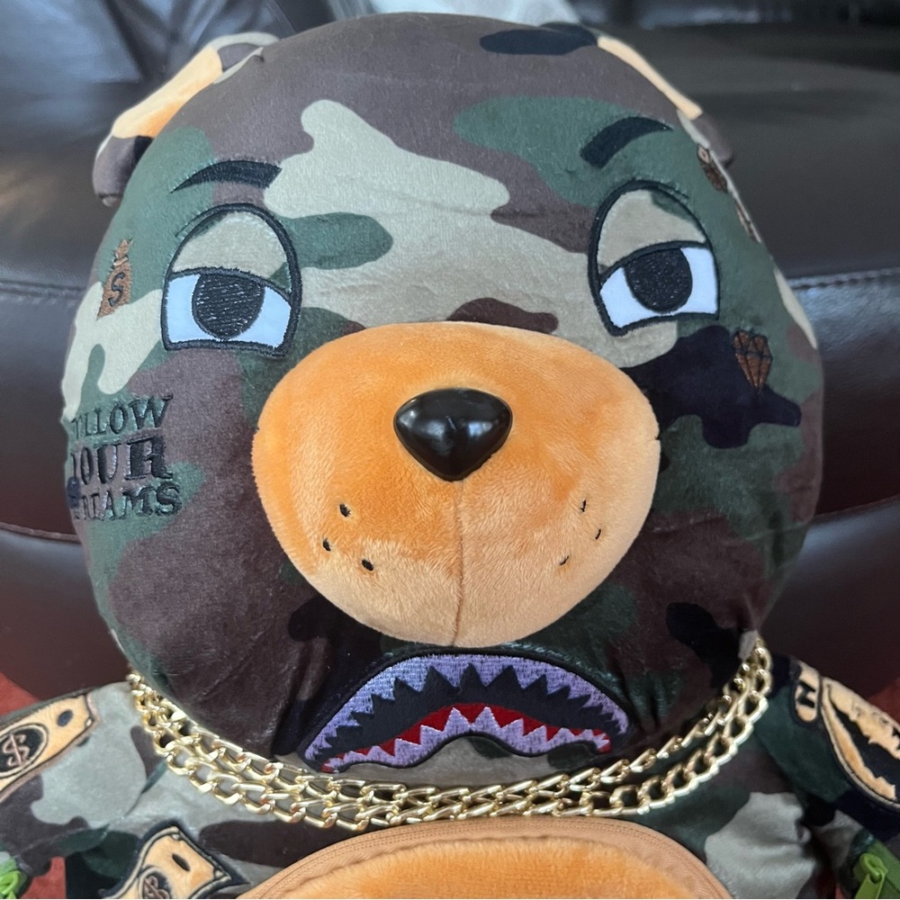Sprayground Limited Edition Camo Money Bear Backpack - Gem